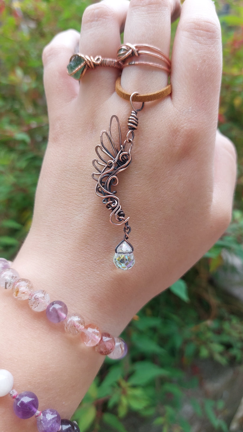 Angel Wing Protection In Copper With Faceted Glass Crystal That Sparkl ...
